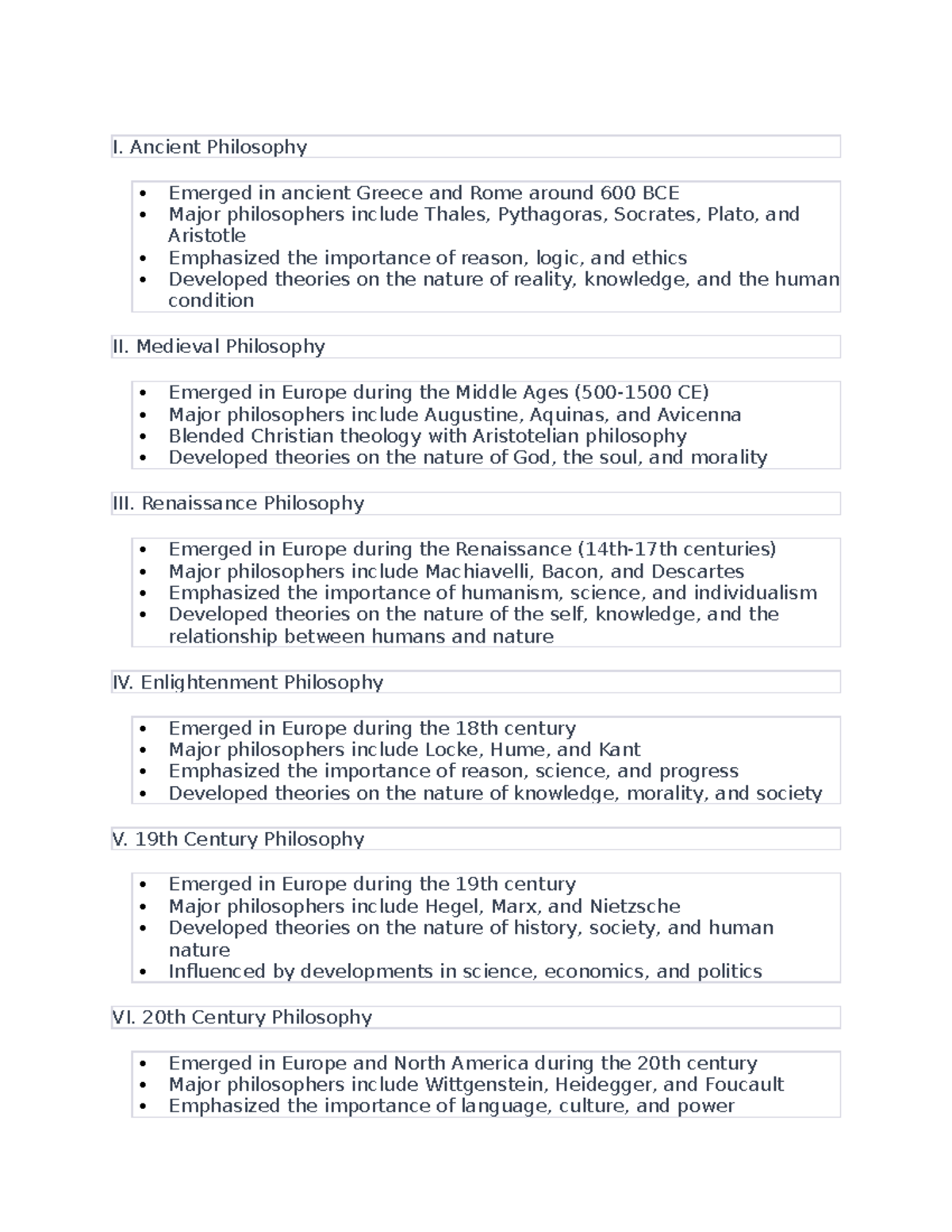 Philosophy notes 2 - I. Ancient Philosophy Emerged in ancient Greece ...