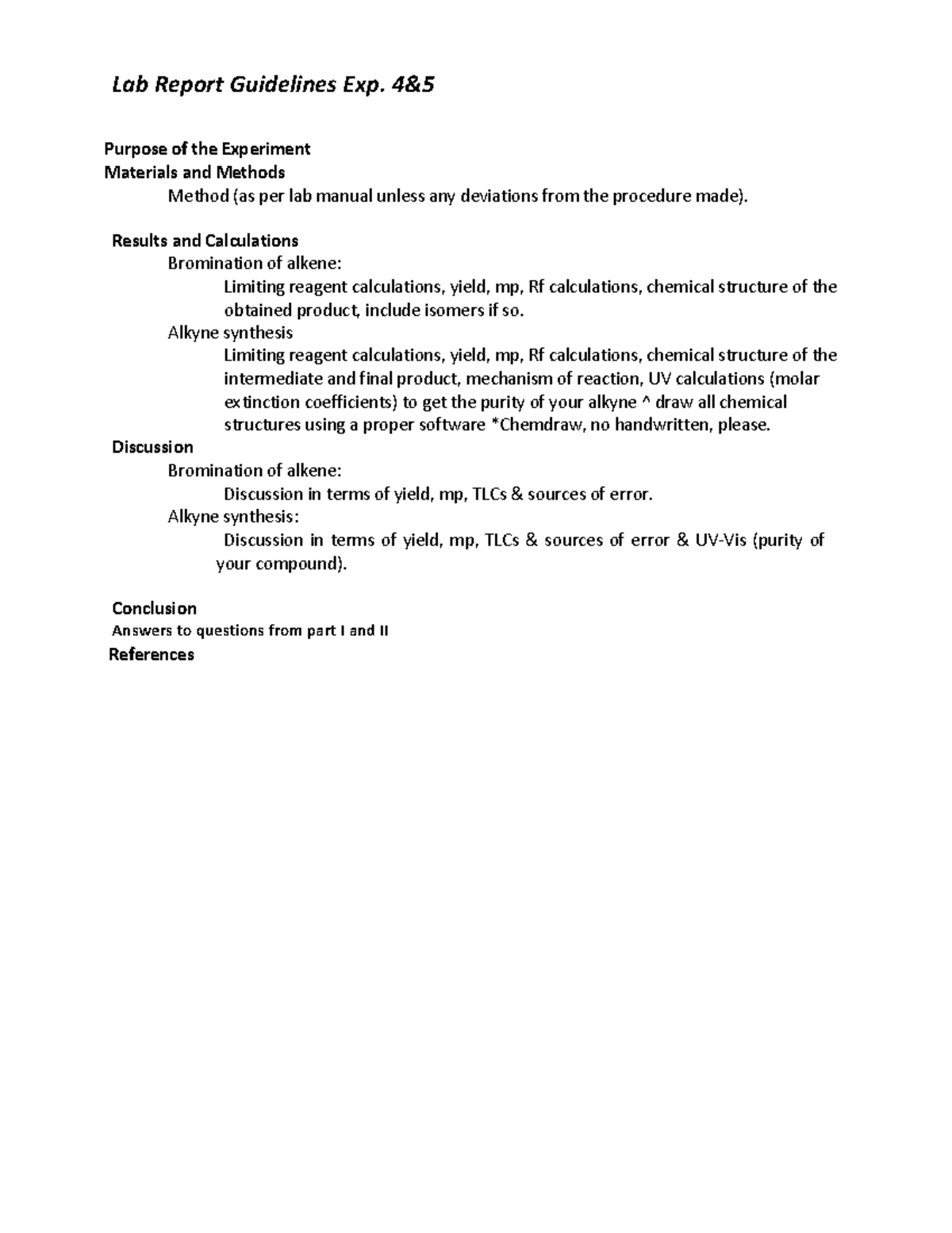 45 guideline lab report - Lab Report Guidelines Exp. 4& Purpose of the ...
