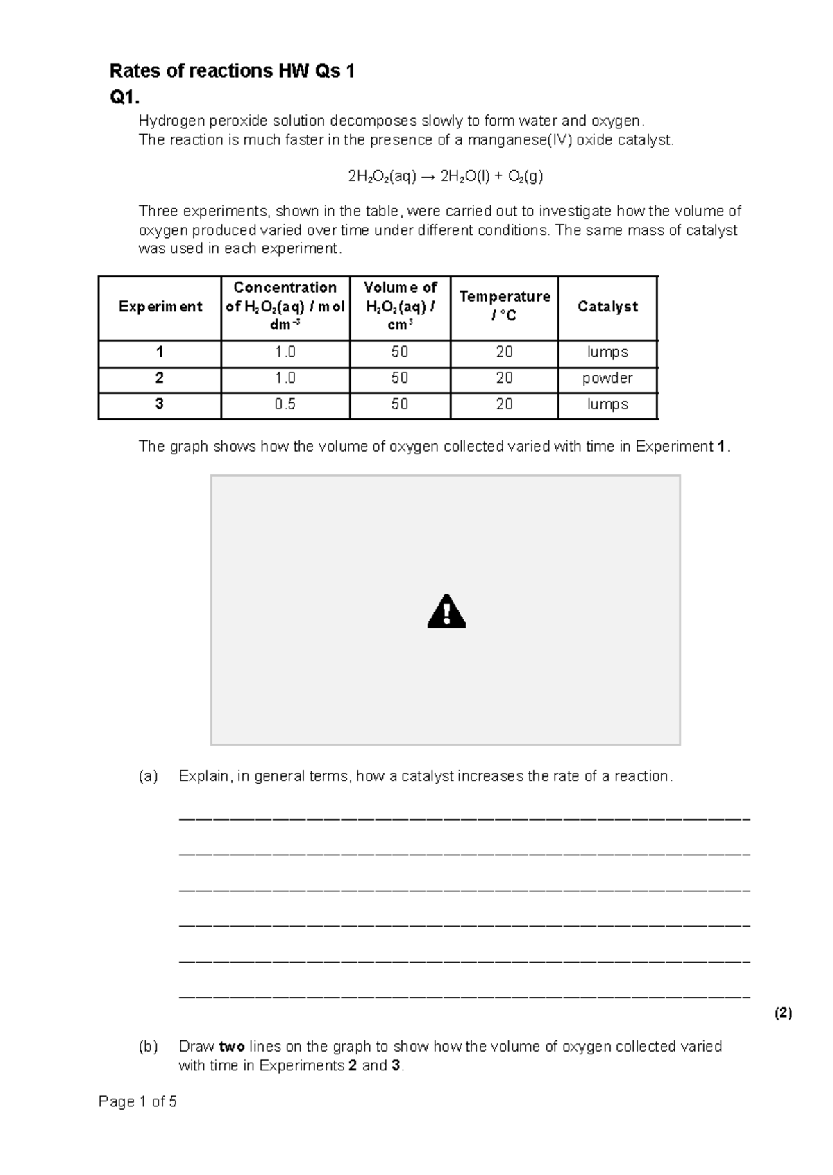 Rates of Reactions HW Qs: Investigating Catalysts and Reaction Rates ...