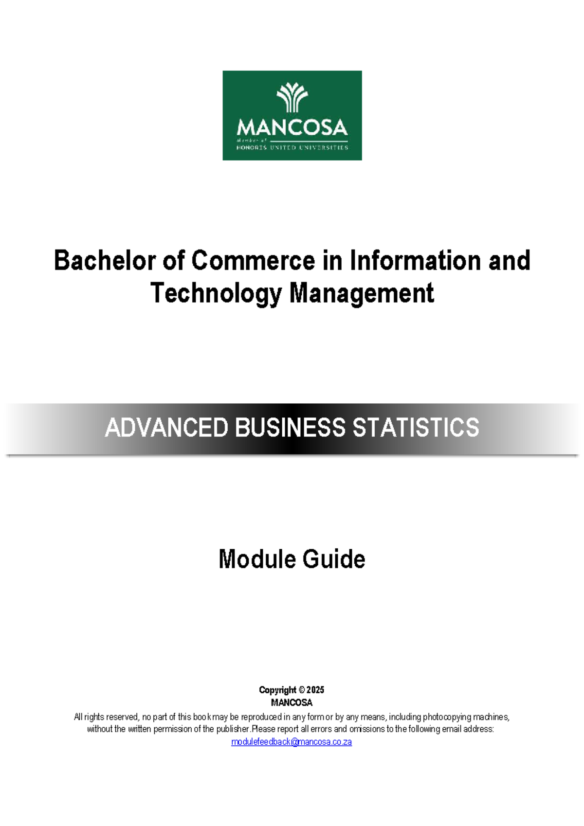 Advanced Business Statistics (ABS6) Unit 3: Probability & Distributions ...