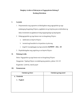 LP EPP5 - LESSON PLAN - Lesson Plan in EPP Grade 5 I. Layunin ...