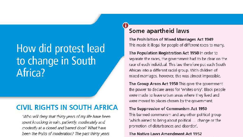 MYP History 9-10: Apartheid Laws and Their Impact on Civil Rights - Studocu