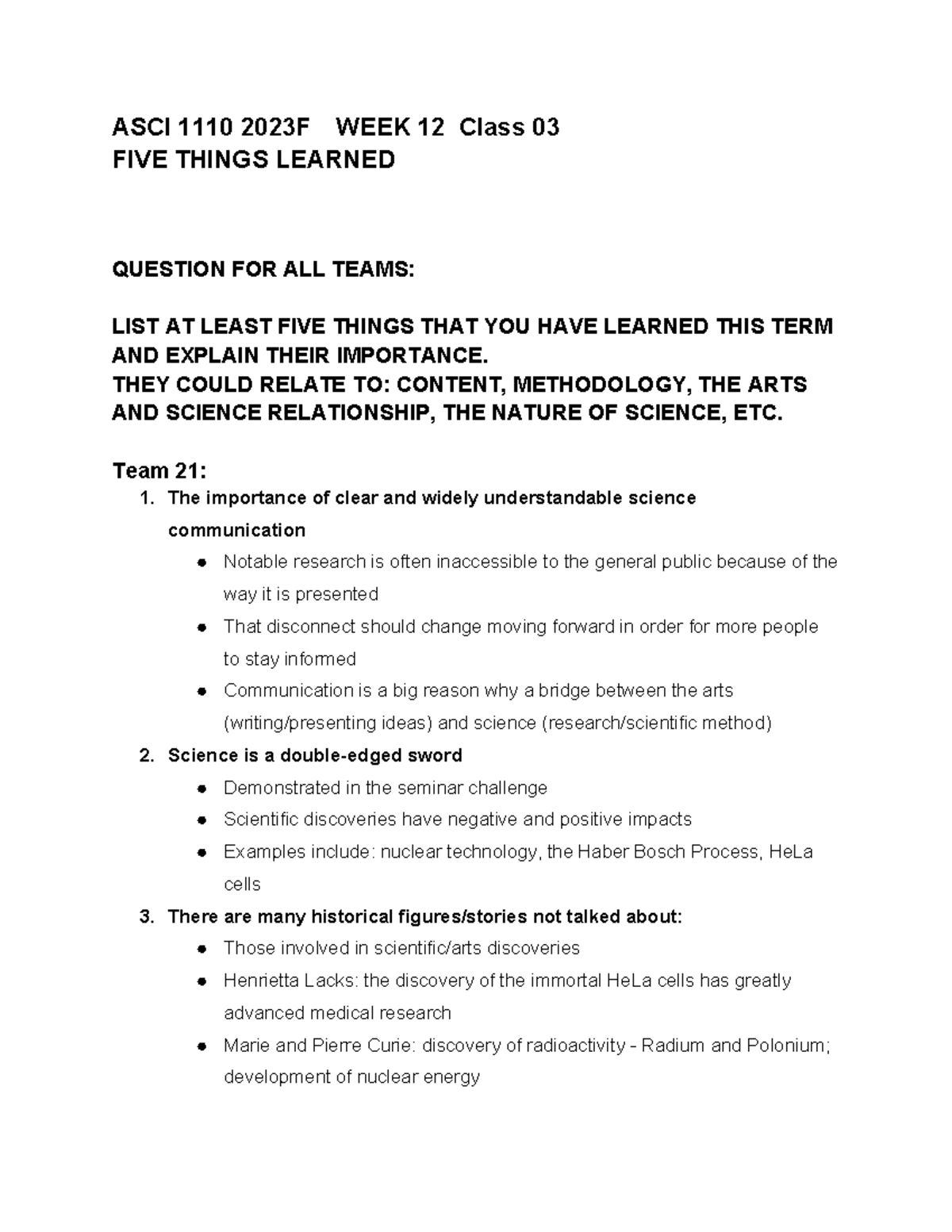 ASCI 2023F WEEK 12 Class 03: Key Learnings and Insights from the Term ...