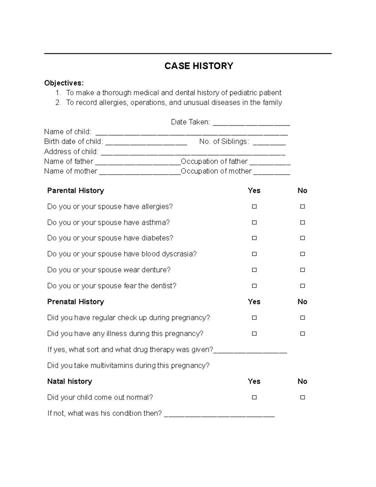 Case Historyand Clinical Examination Form.docx - Google Docs - CASE ...