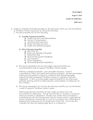 [Solved] Create a total rewards strategy based on a lead lag or match ...