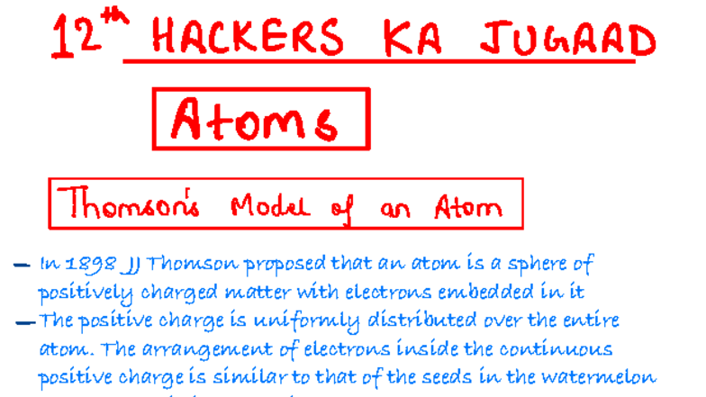 Atoms - JJ Thomson's Plum Pudding Model Explained - Studocu