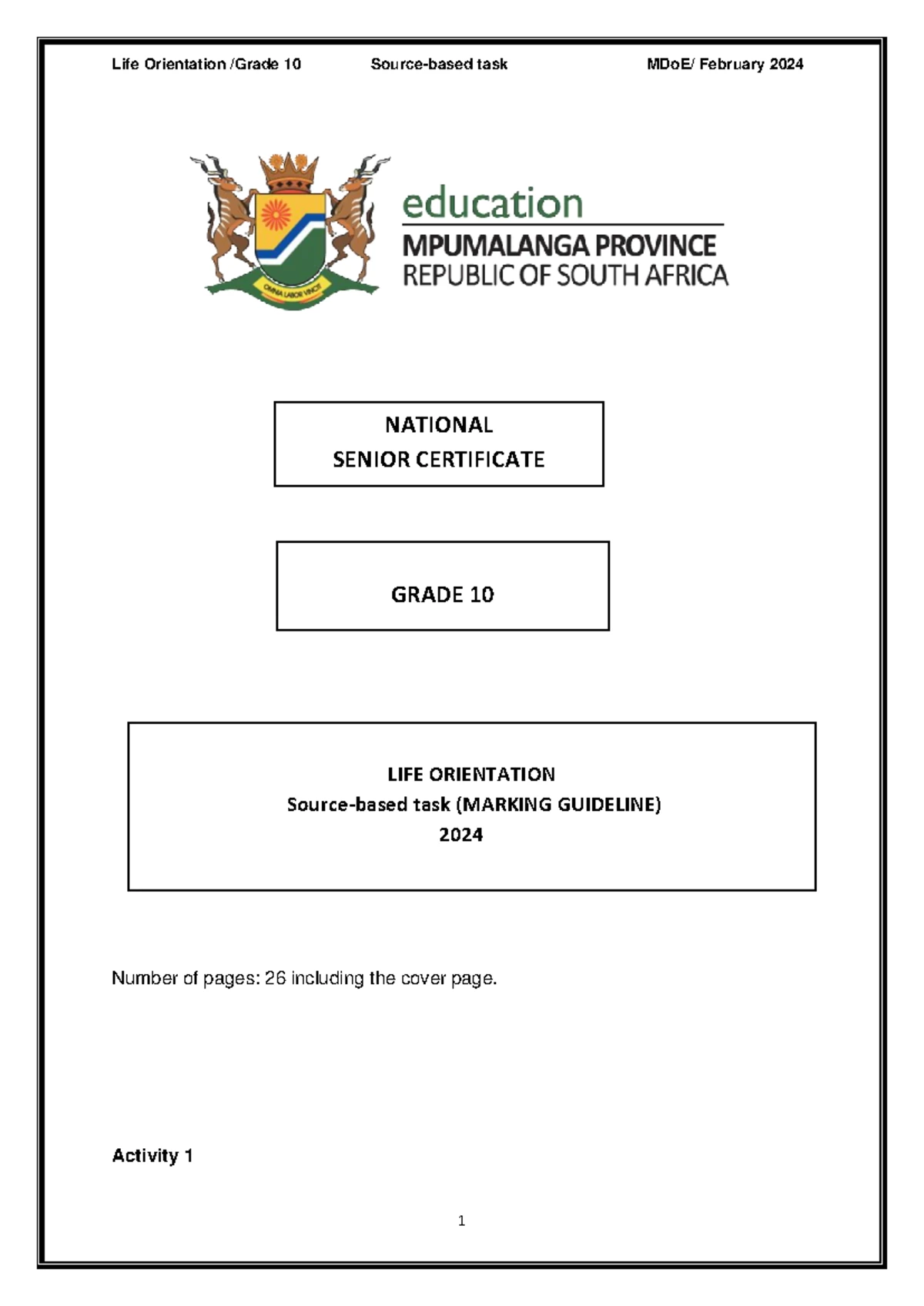 LO Controlled June Test Term 2 Grade 11 - Life Orientation 2021 - Studocu