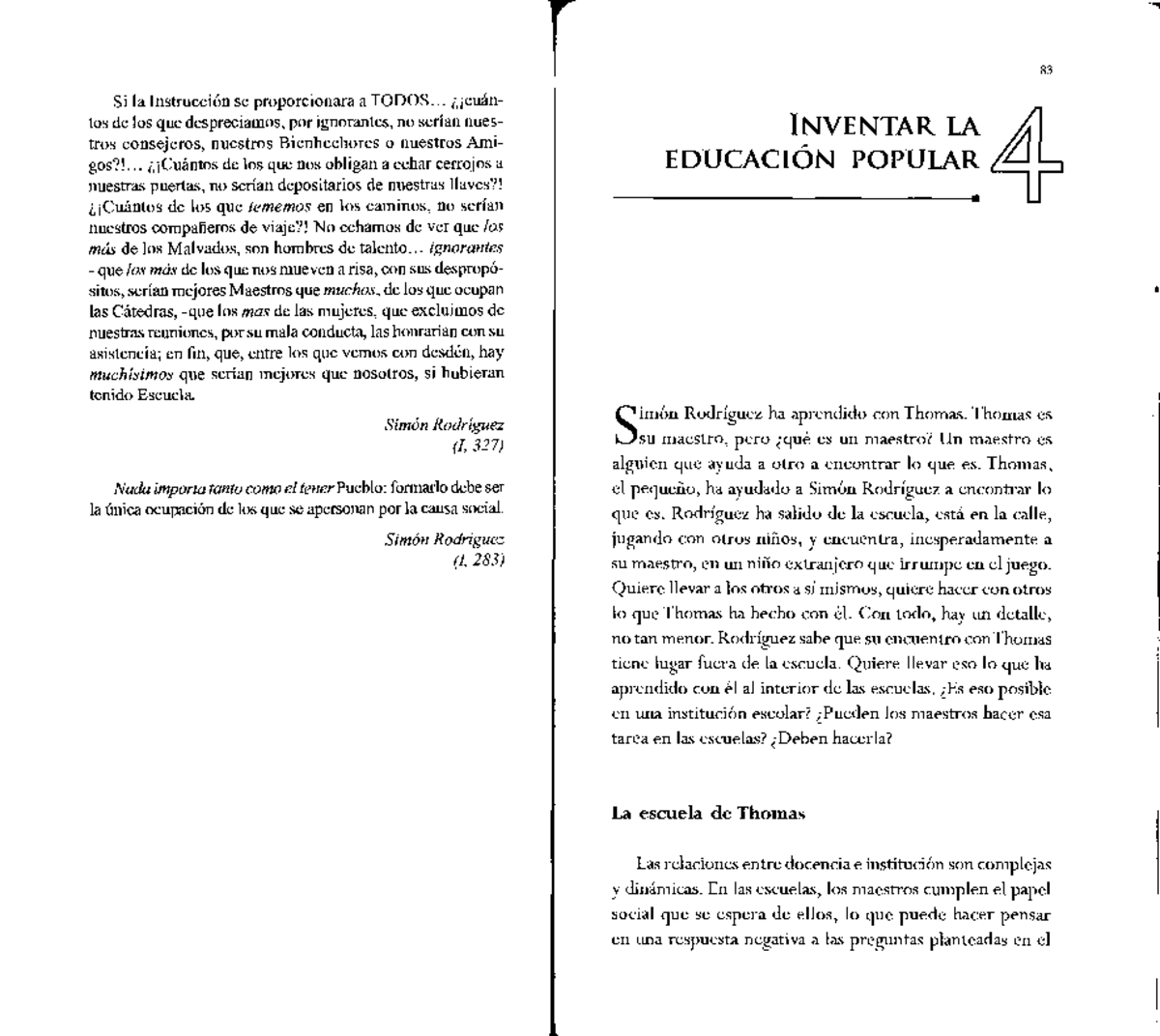 El Maestro Inventor: Simón Rodríguez y la Educación Popular - Studocu