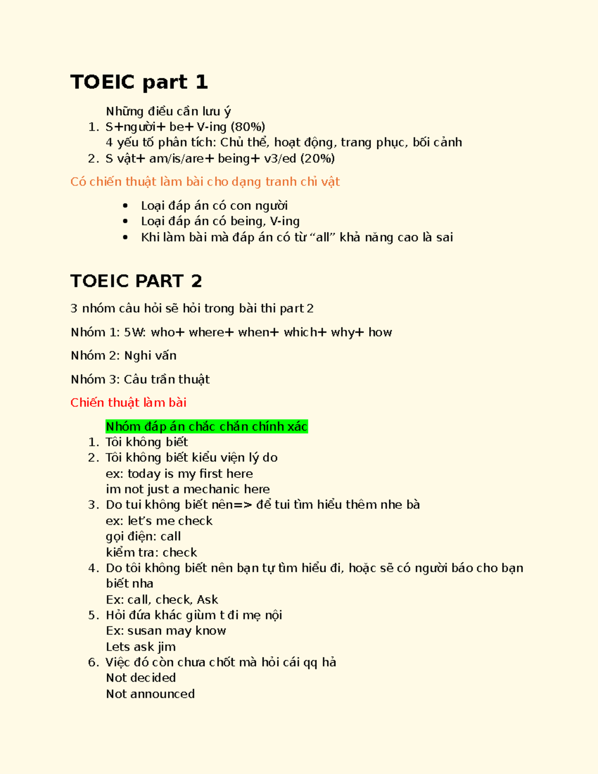 TOEIC Part 1 & 2: Strategies and Key Points for Success - Studocu