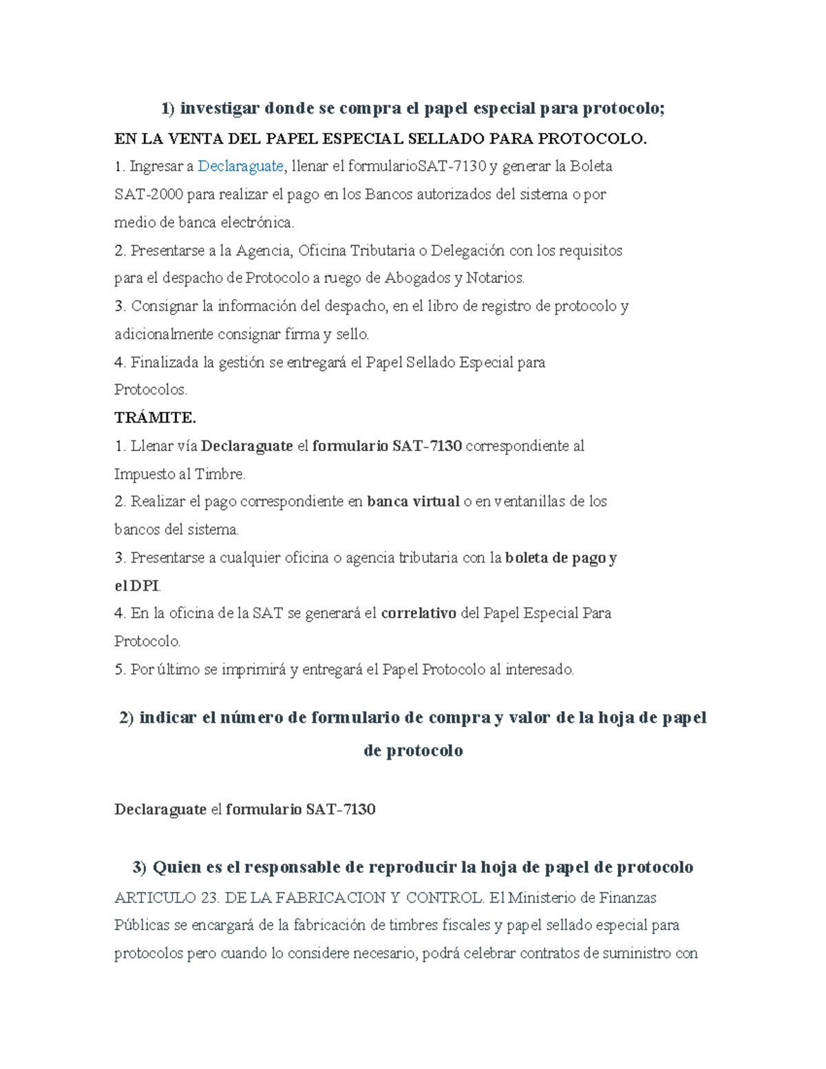 Guía de Compra y Características del Papel de Protocolo SAT-7130 - Studocu
