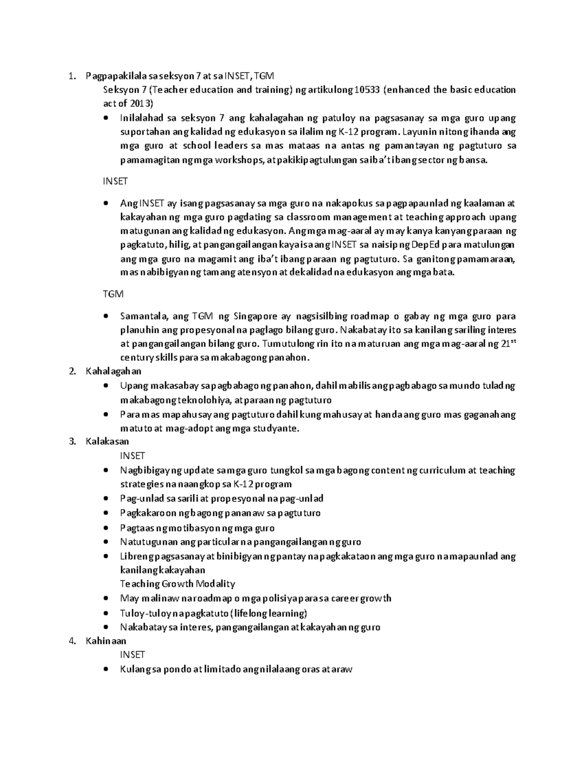Pagpapakilala sa INSET at TGM: Pagsasanay ng mga Guro sa Seksyon 7 ...