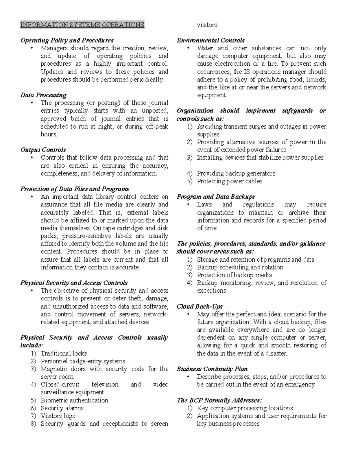 CIS 101 Final Exam Reviewer: Information Systems Operations Insights - Studocu