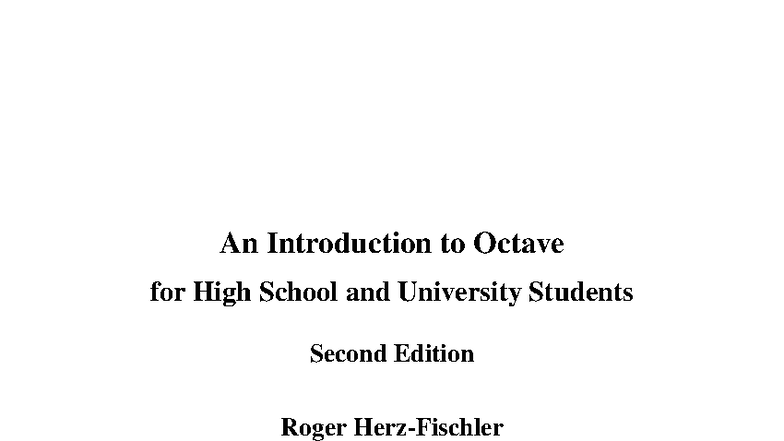 Octave Basics for High School & University Students (2nd Ed.) - Studocu
