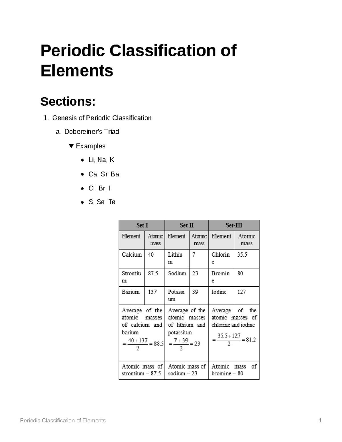Periodic Classification of Elements - Periodic Classification of ...