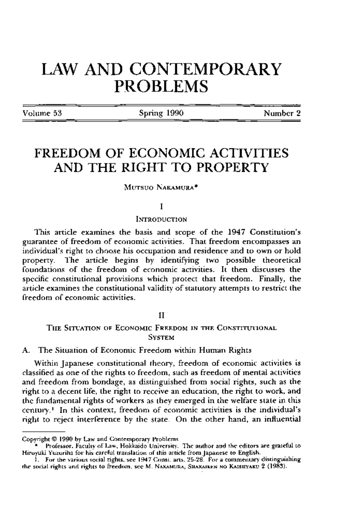 LAW AND CONTEMPORARY PROBLEMS 53:2 Economic Freedom & Property Rights ...