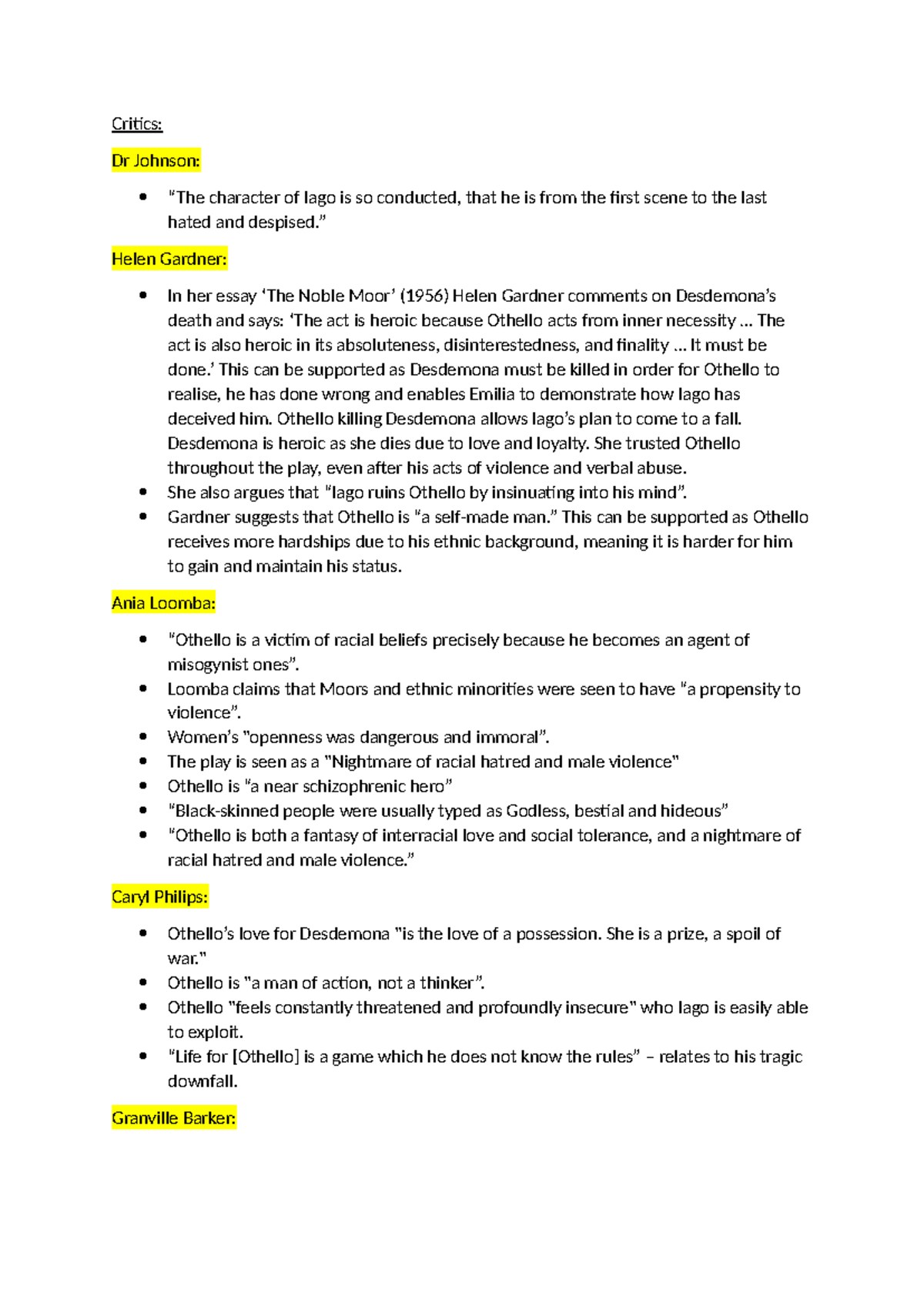 Critics' Perspectives on Othello: Analyzing Key Themes and Characters ...