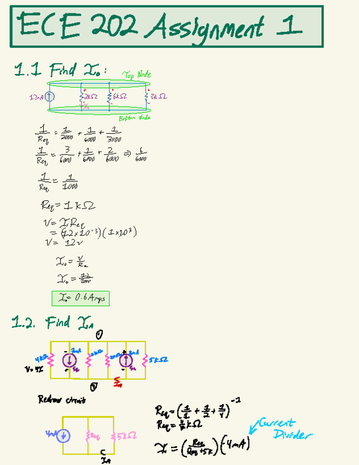 ECE 202 Assignment 1: Circuit Analysis and Node Voltage Method - Studocu
