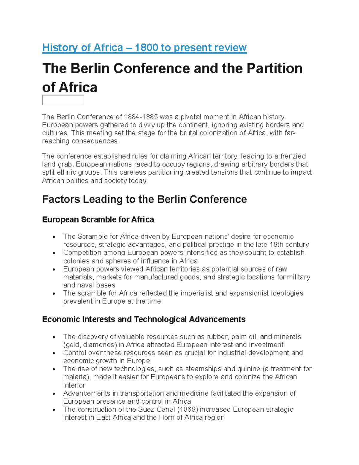 Berlin Conference 1884-1885: Impact on Africa's Partition and Legacy ...