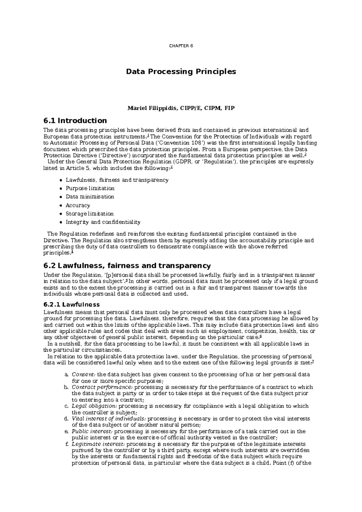 CHAPTER 6 Data Processing Principles (CIPM) - Overview and Key Concepts ...
