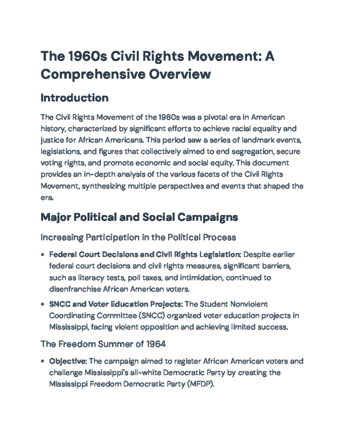 The Civil Rights Movement of the 1960s: A Comprehensive Overview - The ...