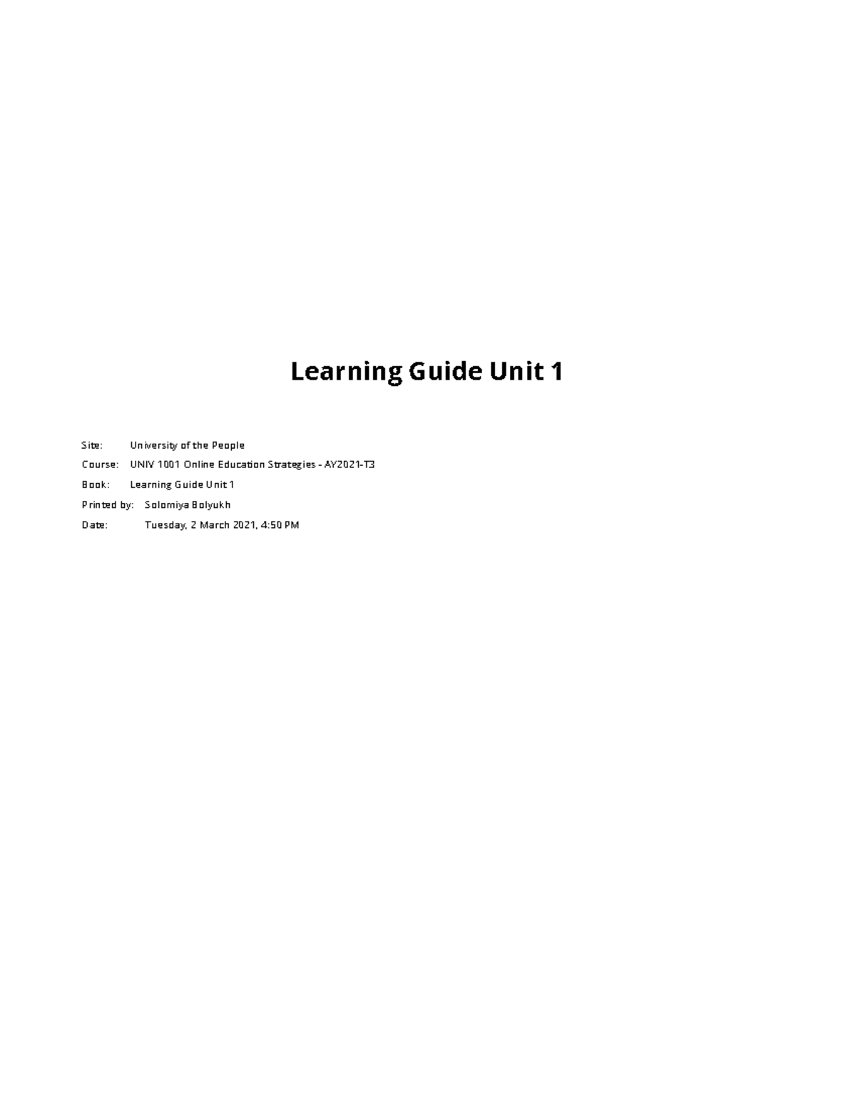 Learning Guide Unit 1 - Studocu