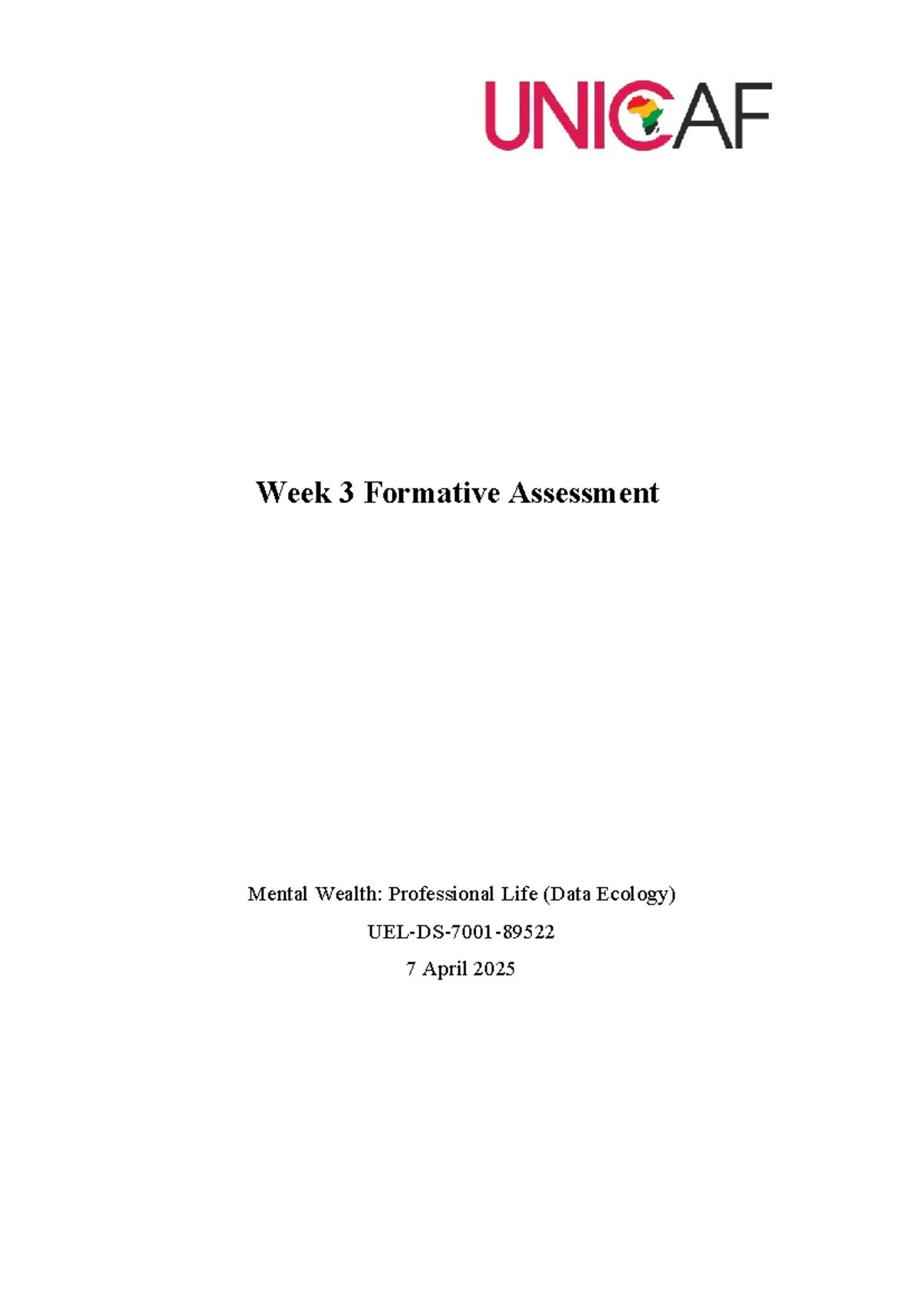 Week 3 Formative Assessment: R Programming Basics and Applications - Studocu