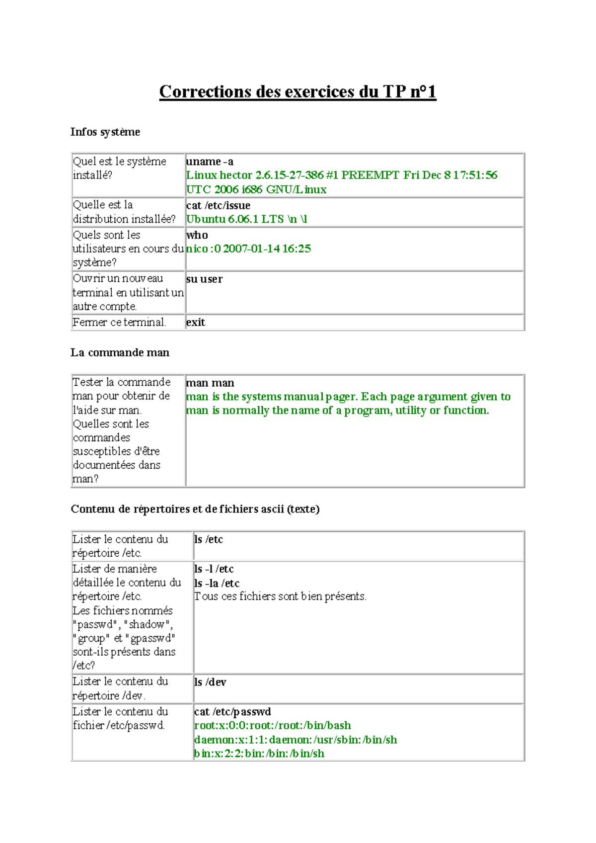 Correction TP1 - maths info - Corrections des exercices du TP n° Infos système Quel est le ...