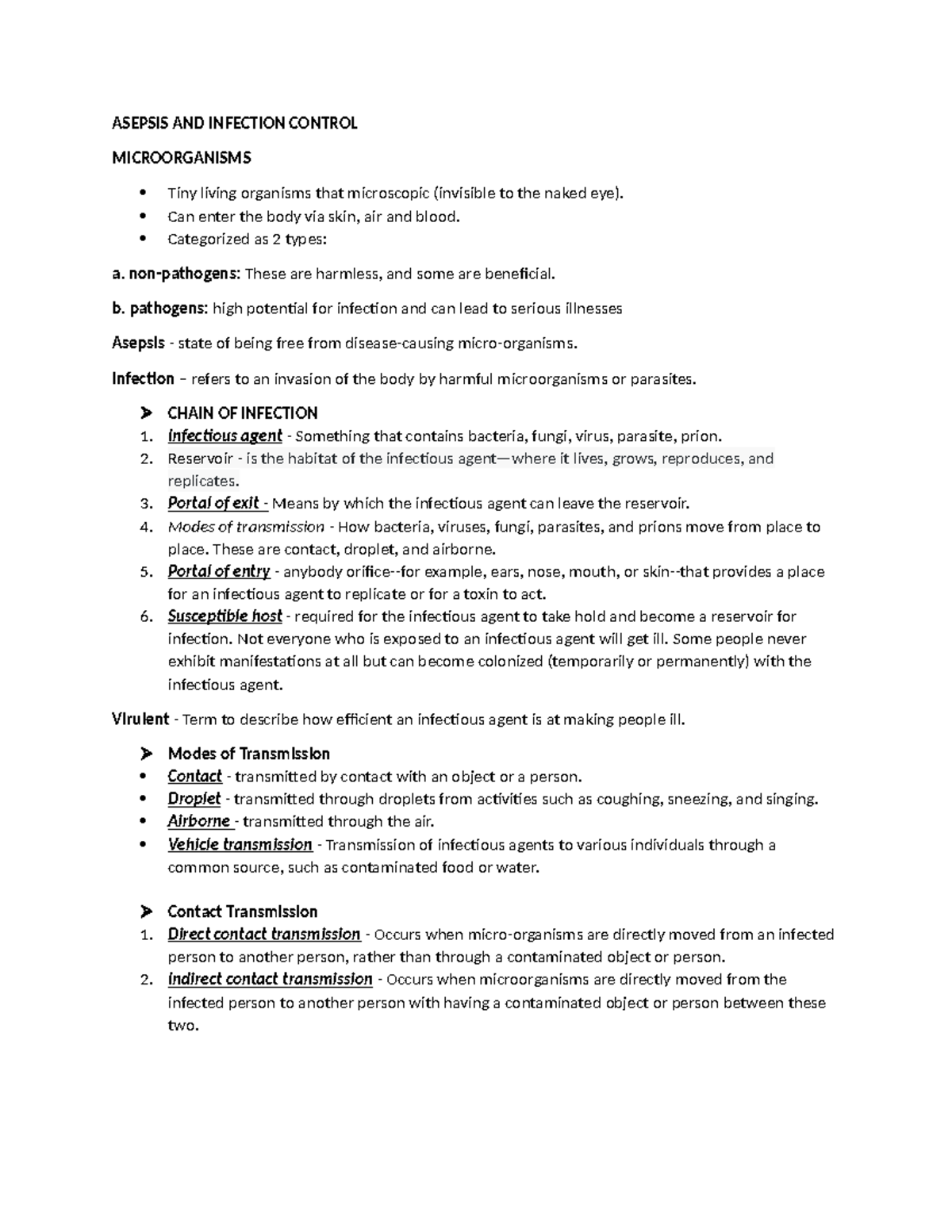 Quiz 2: Asepsis and Infection Control Overview and Key Concepts - Studocu
