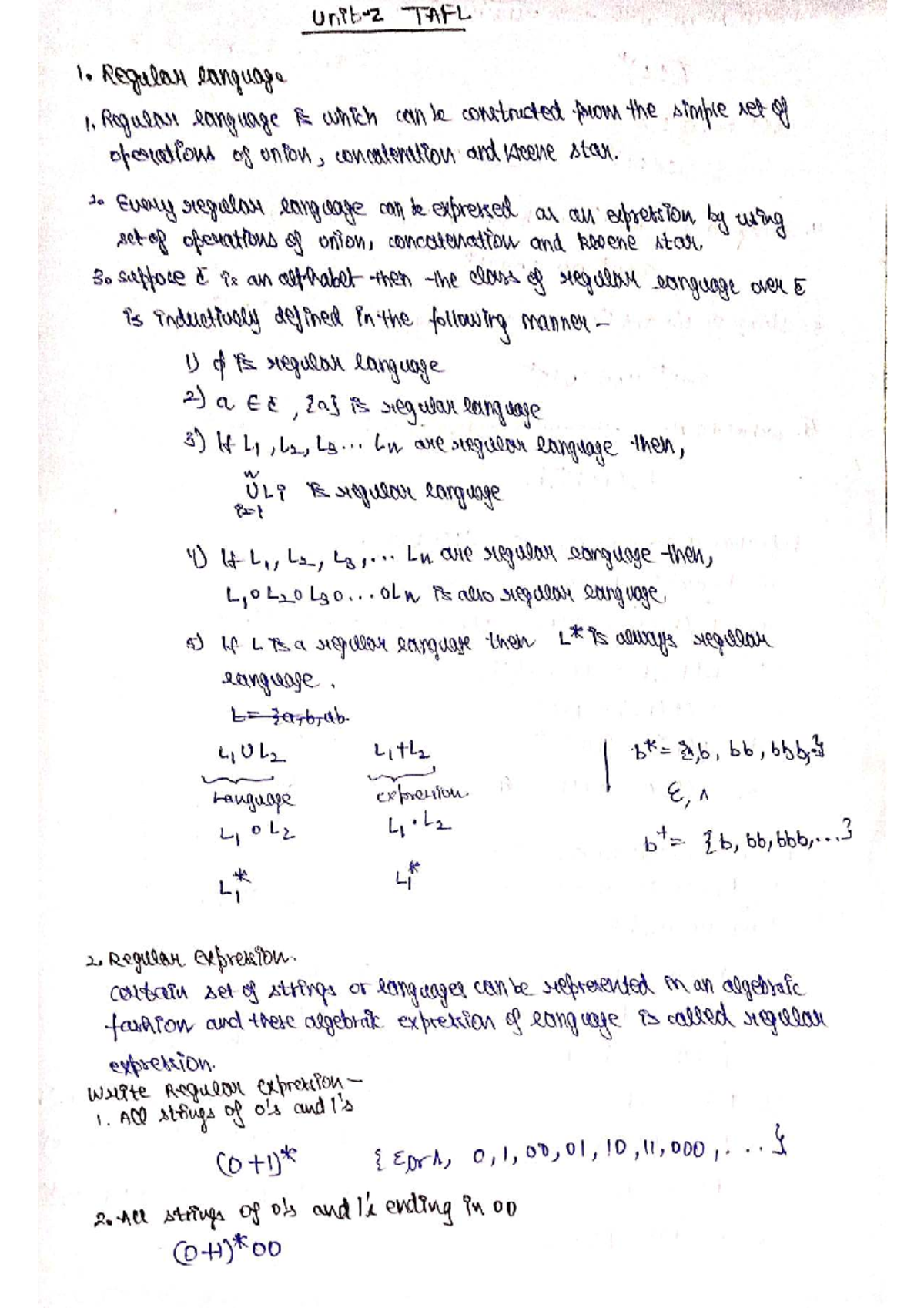Regular Language Concepts and Operations - TAFL 1 - Studocu