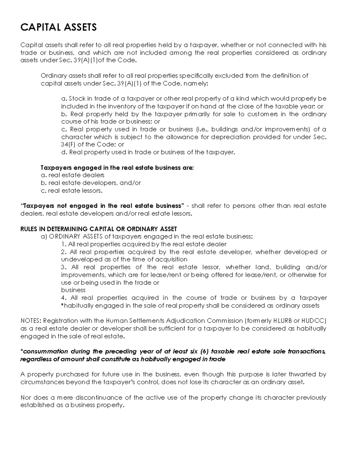 Capital Assets vs Ordinary Assets: A Comprehensive Overview - Studocu