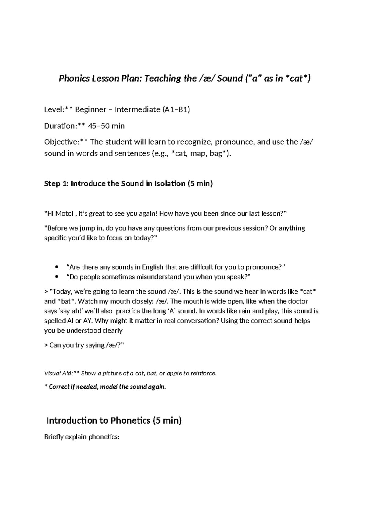 Preply Phonics Lesson Plan: Teaching Sounds for Beginners - Studocu