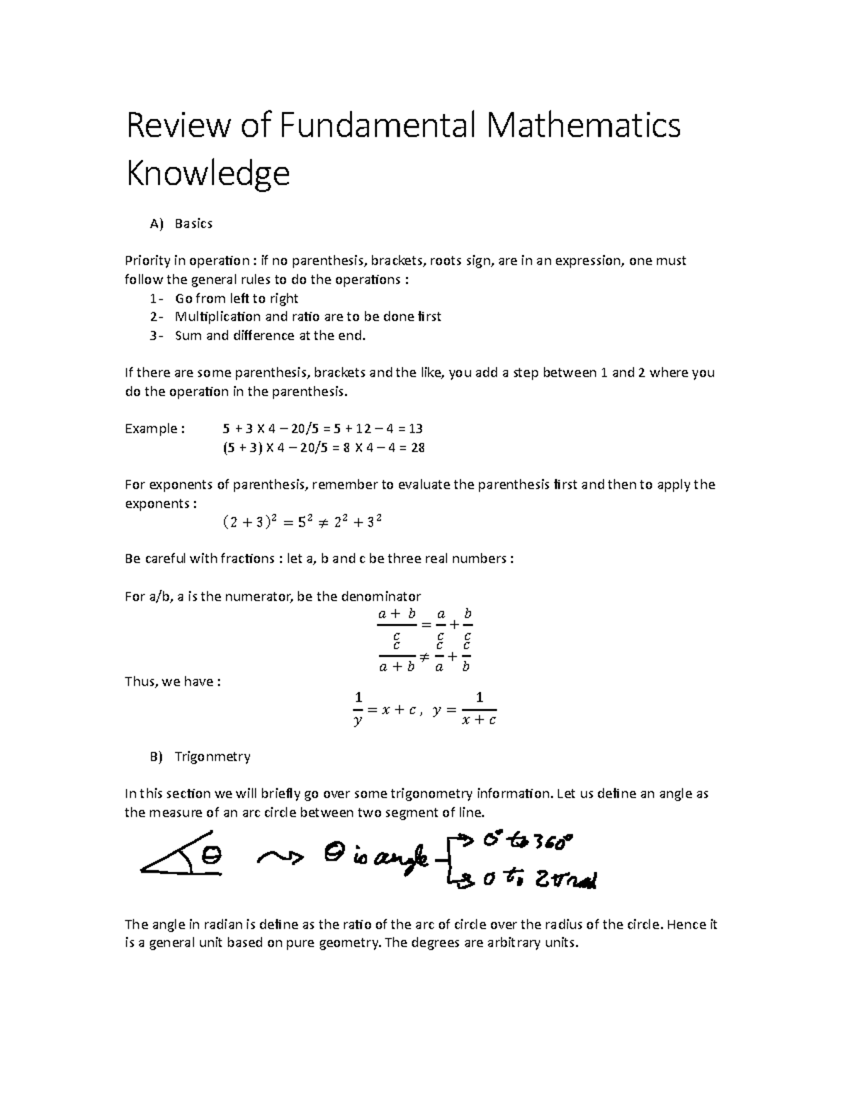 Basics of Mathematics Review - B739CC01 Final Exam Prep Guide - Studocu