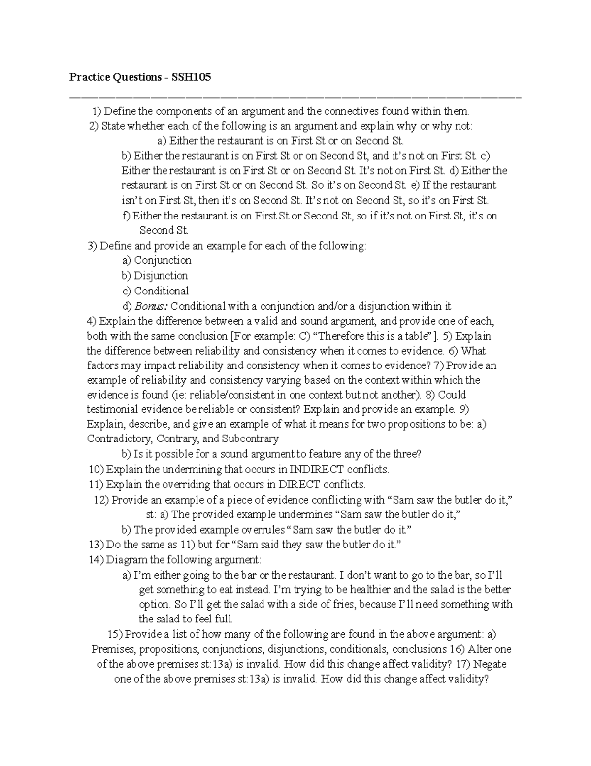 L1 SSH105 - Argument Components and Evidence Analysis Study Notes - Studocu