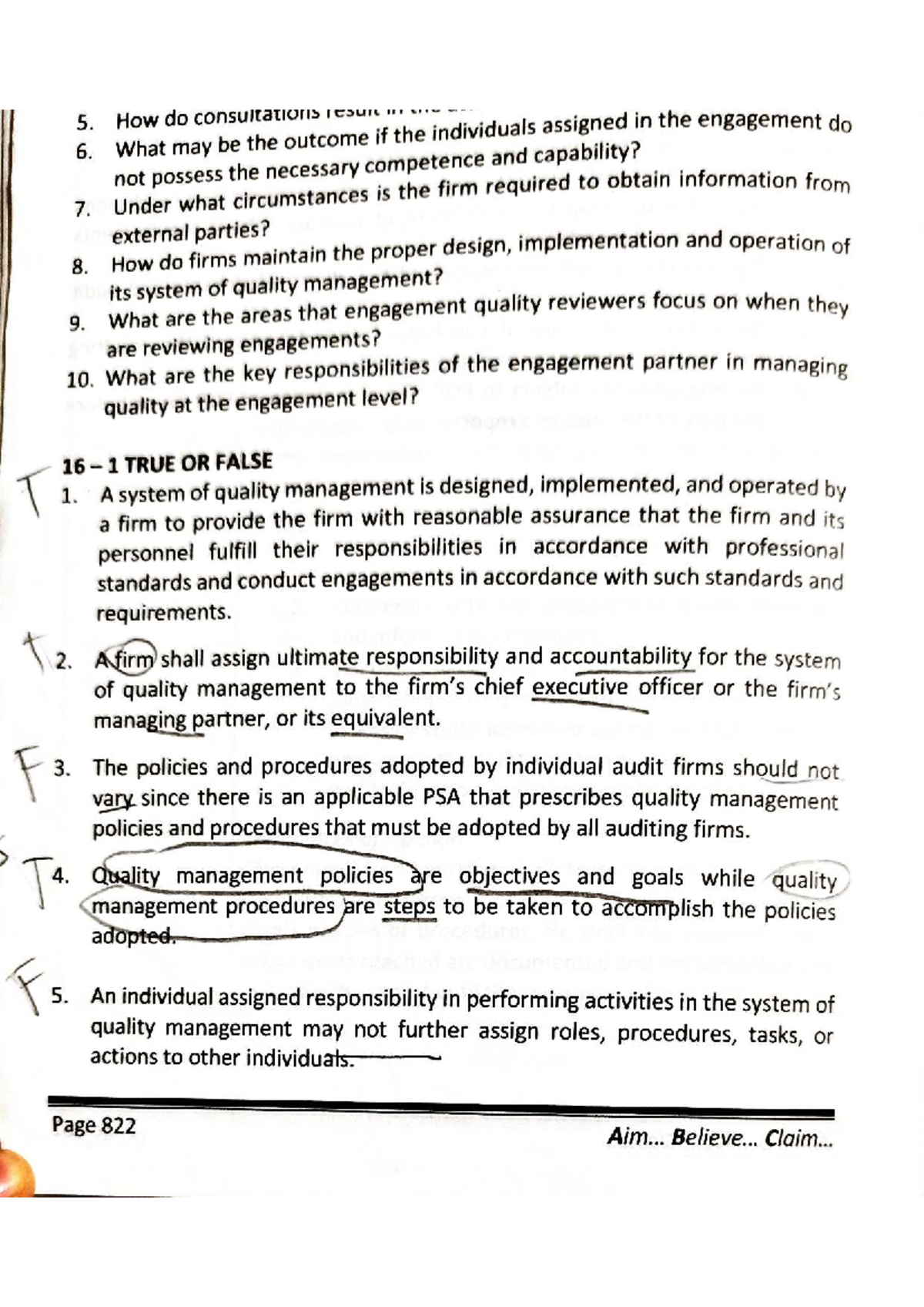 Chapter 16 Quality Management for Audit and Assurance Firms - Answer ...