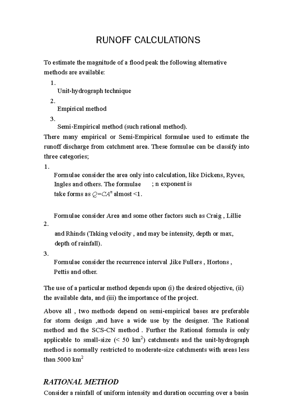Runoff Calculations and Estimation Techniques - 010817 - Studocu