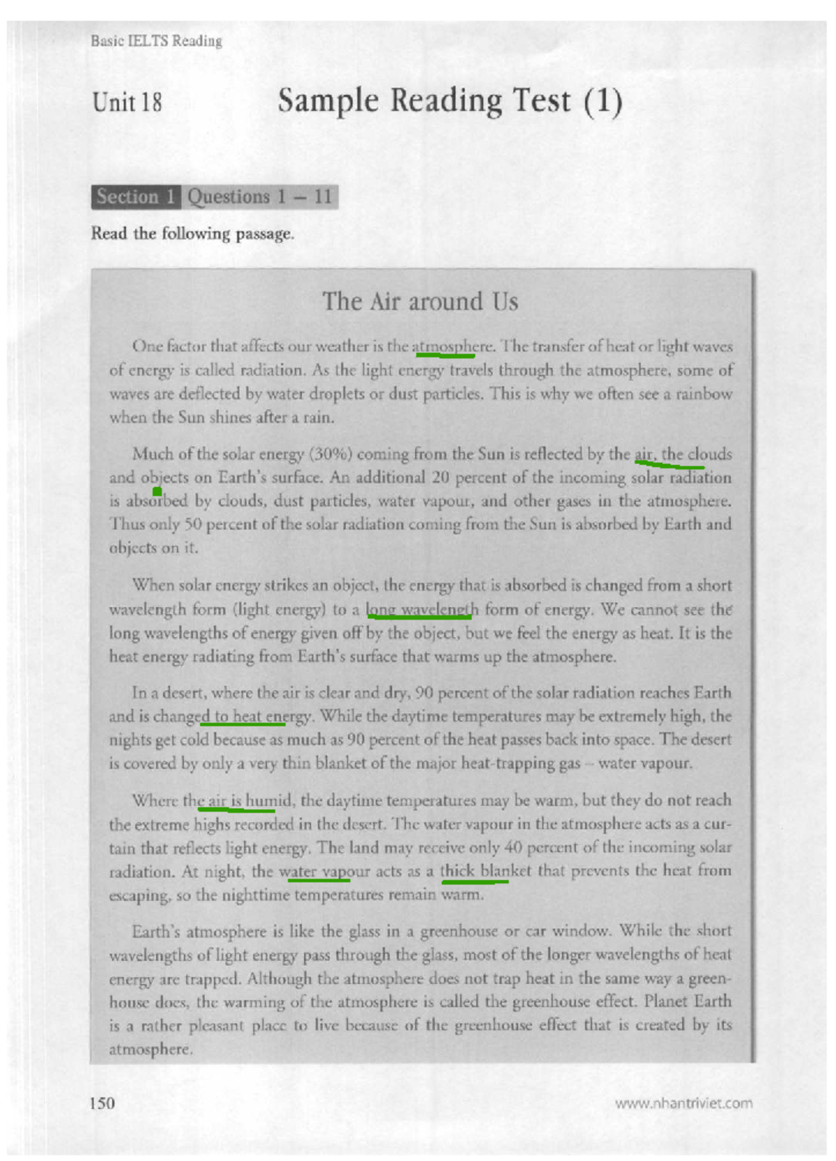 Basic IELTS Reading Unit 18: The Air Around Us - Sample Test - Studocu