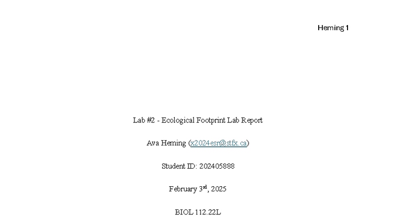 BIOL 112.22L Ecological Footprint Lab Report: Tree Absorption Study ...