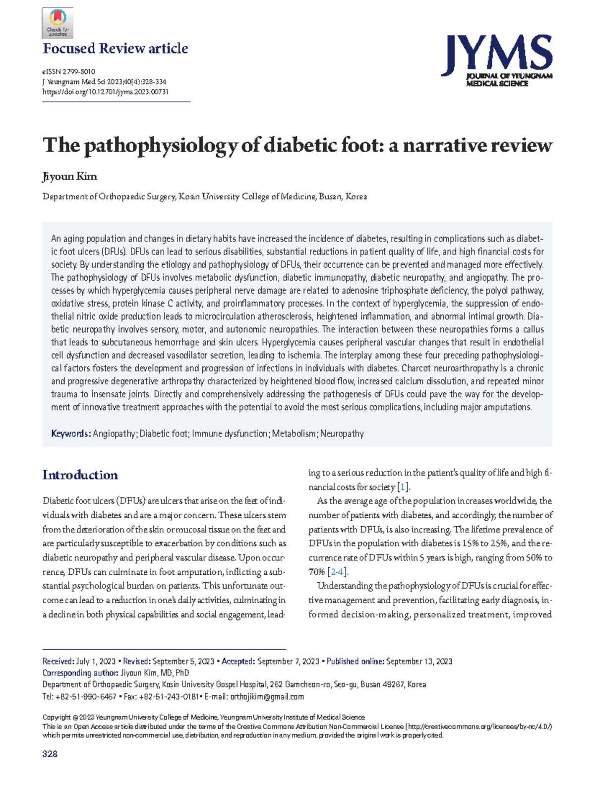Pathophysiology of Diabetic Foot Ulcers: A Narrative Review - Studocu