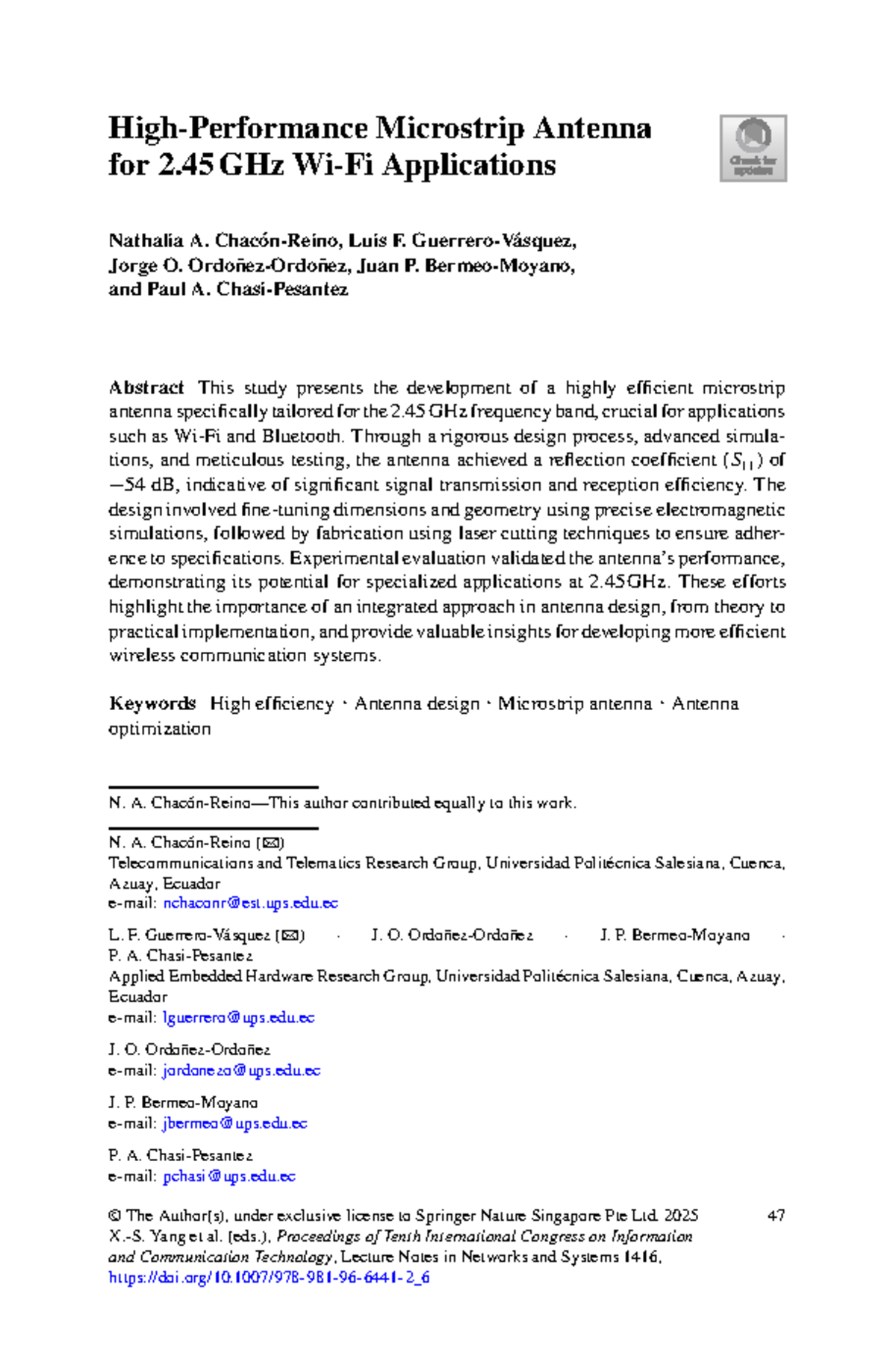 Microstrip Antenna Design for 2.45 GHz Applications - ICICT 2025 - Studocu