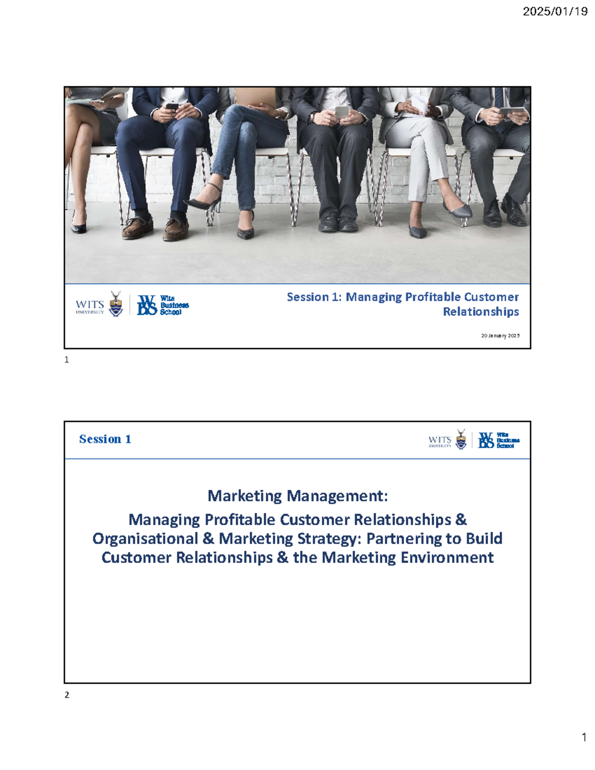 Session 1 Managing profitable customer relationships - Session 1 ...