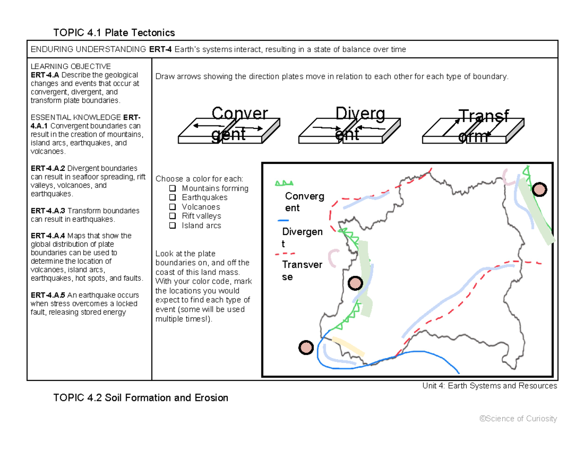 Unit 4: Earth Systems - Guided Notes on Plate Tectonics and Soil - Studocu