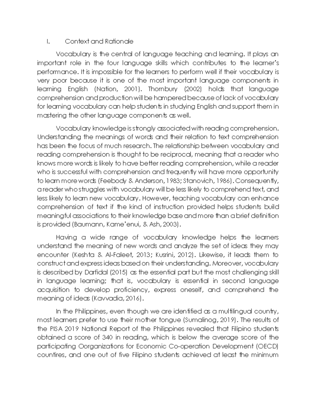 Context and Rationale: Vocabulary's Role in Language Learning Research ...