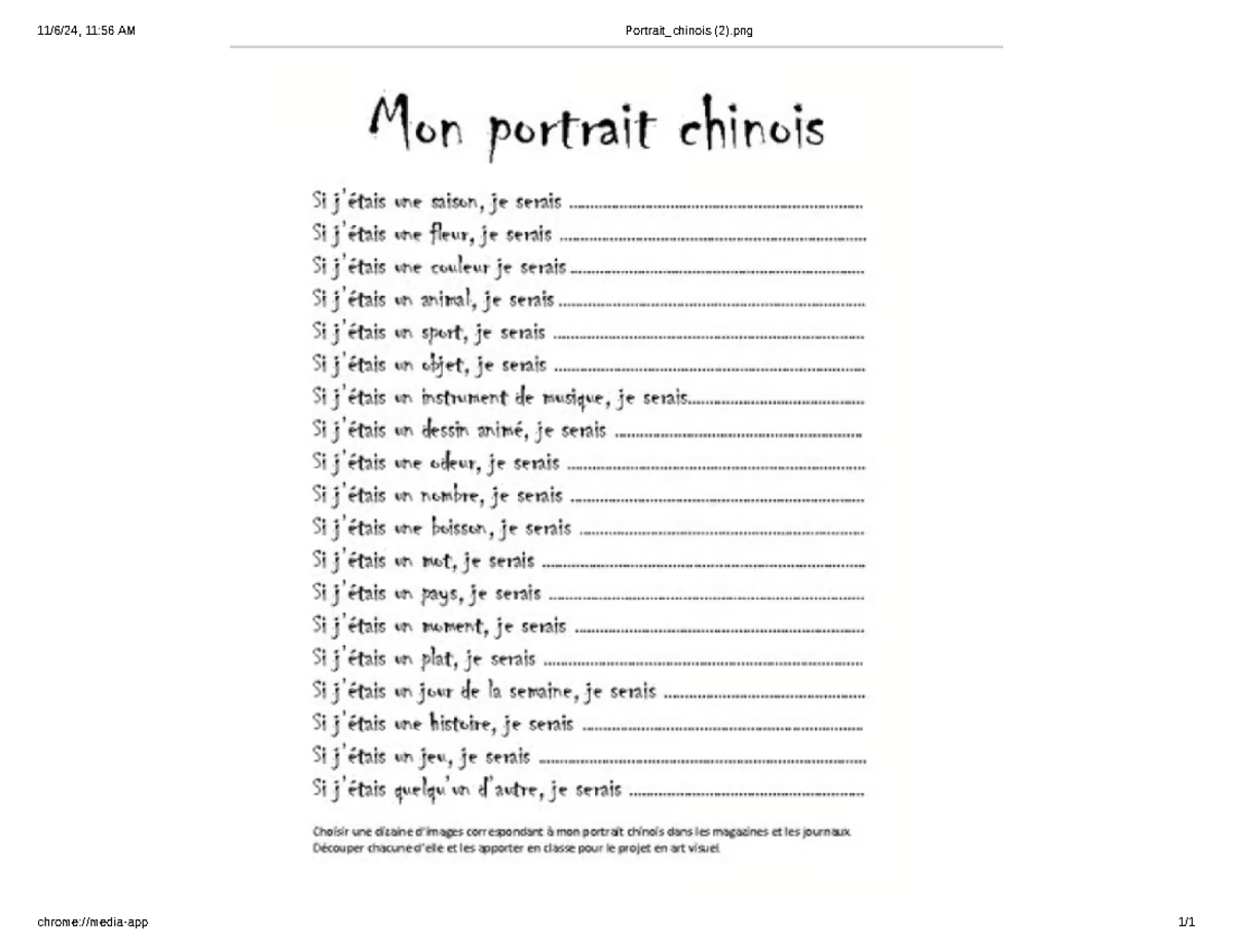 Portrait chinois: Mon identité et mes inspirations - Projet Art Visuel ...