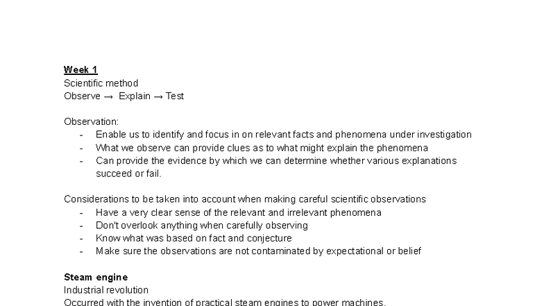 HSI1000 Week 1-5 Scientific Method & Inquiry Notes - Studocu