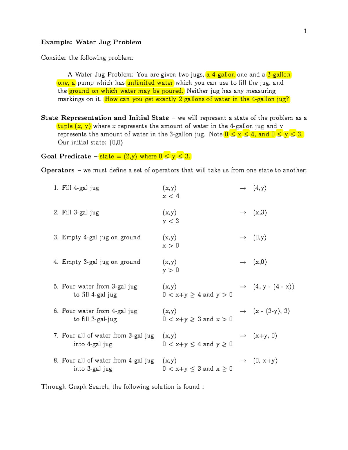 Unit1: Solution to the Water Jug Problem Explained - Studocu