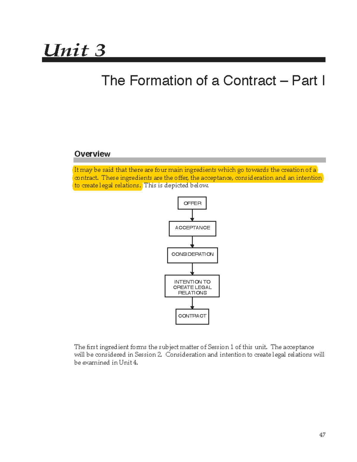 Unit 3: The Formation of a Contract - Overview and Key Concepts - Studocu