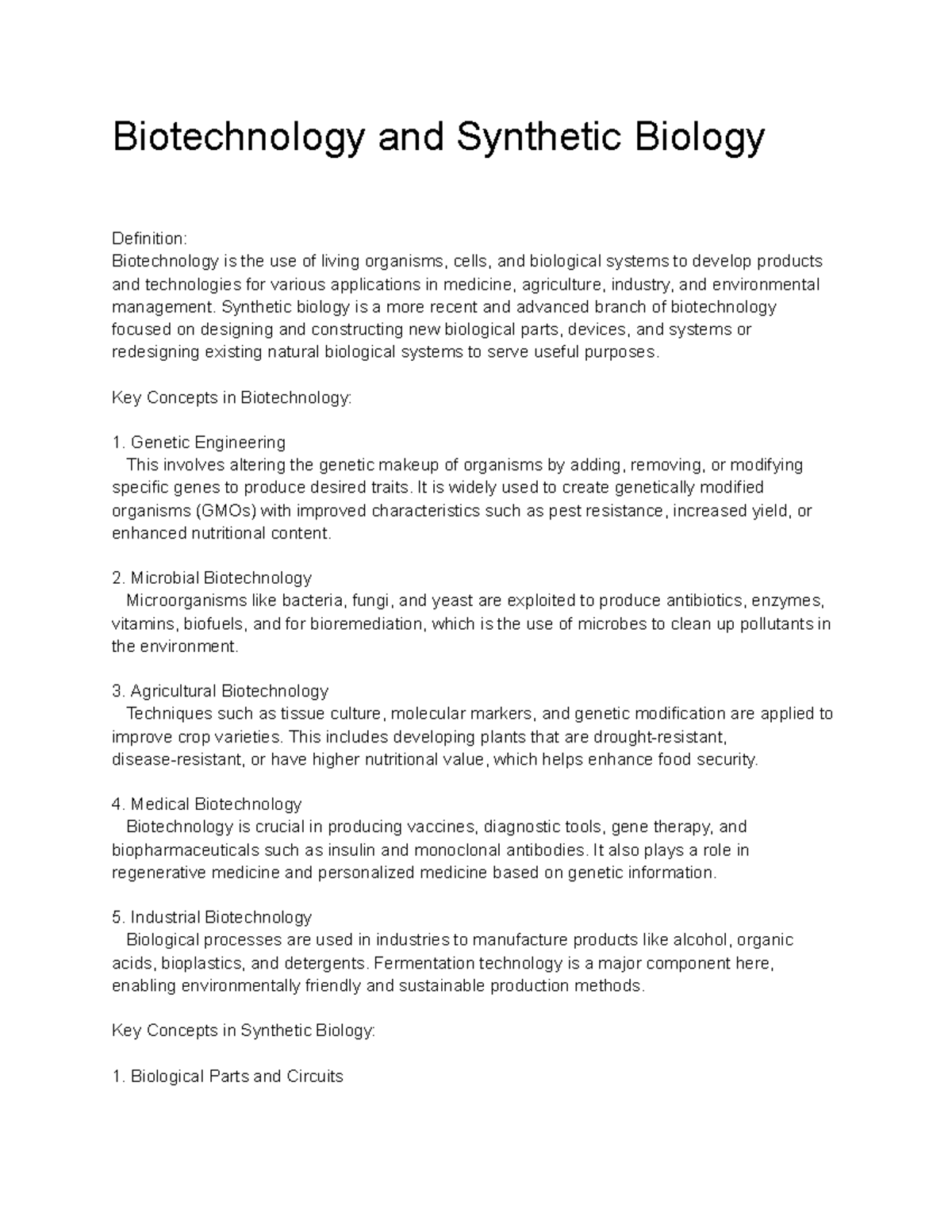 Biotechnology & Synthetic Biology Overview: Key Concepts Explained ...