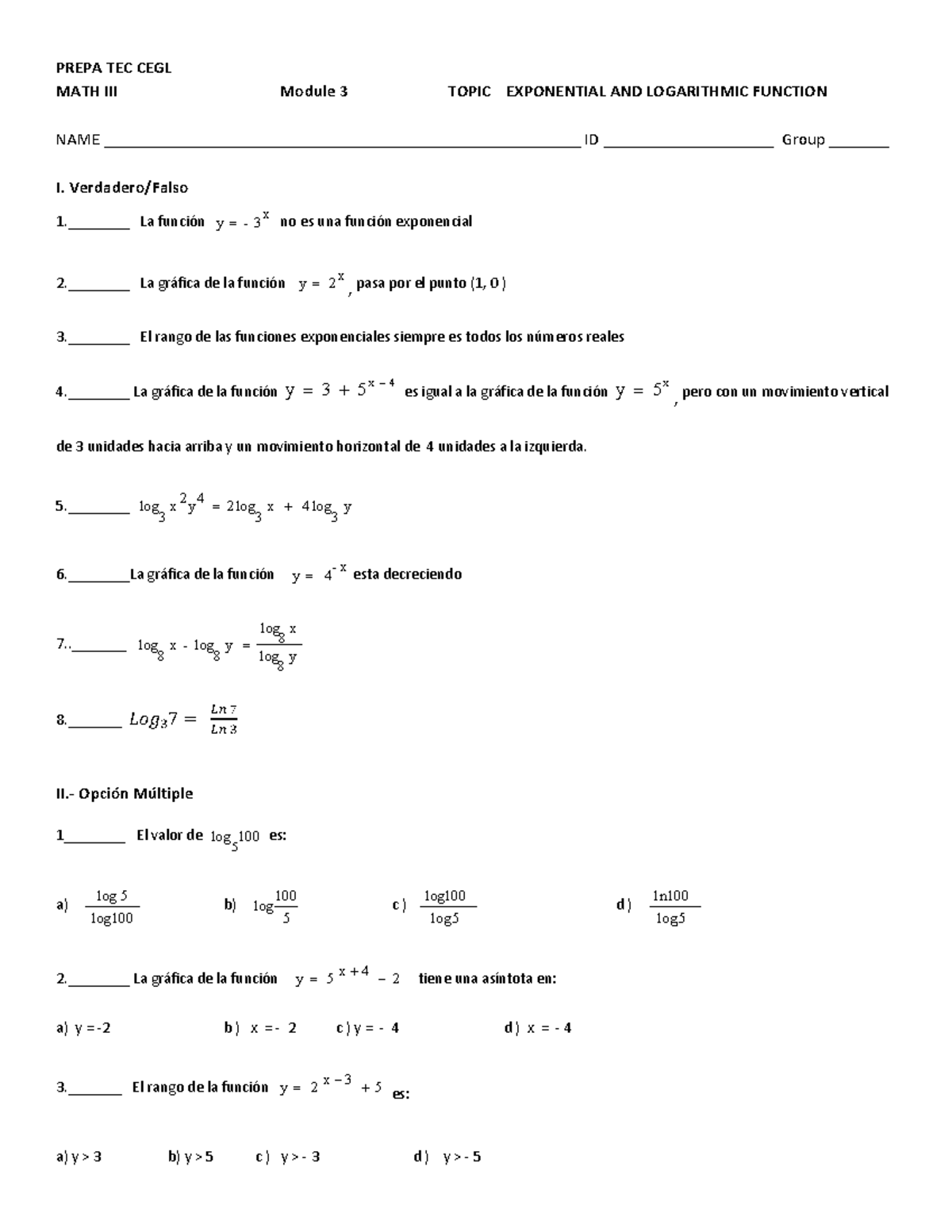 PREPA TEC CEGL MATH Lab Module 3: Exponential & Logarithmic Functions ...