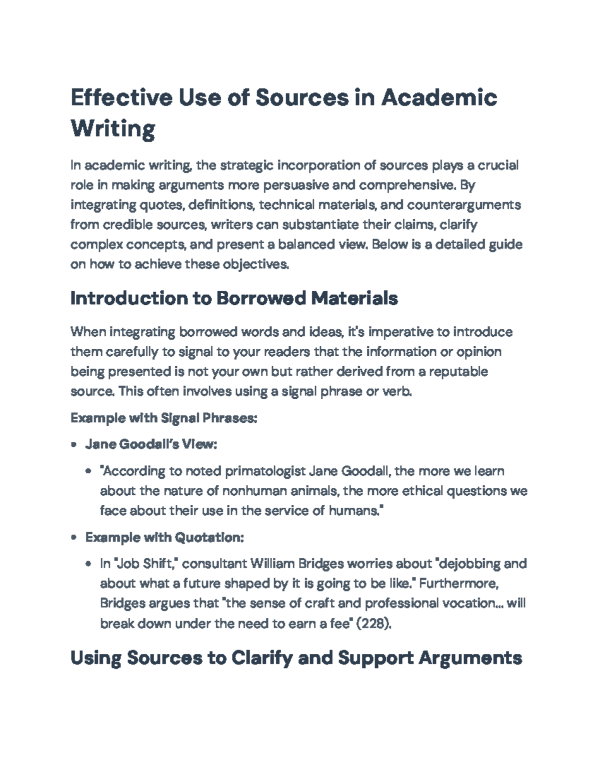 Effective Use of Sources in Academic Writing: Integration Guide - Studocu