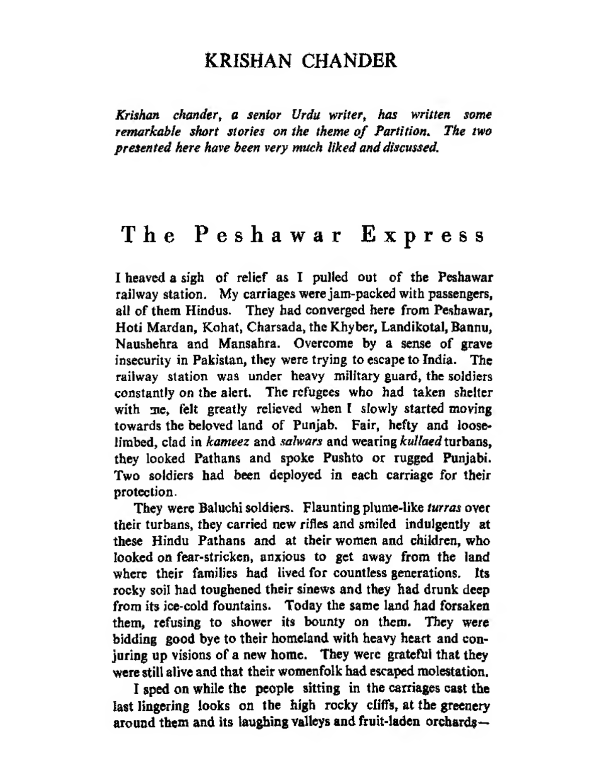 613810757-Ultimate Journey: 'The Peshawar Express' by Krishan Chander ...